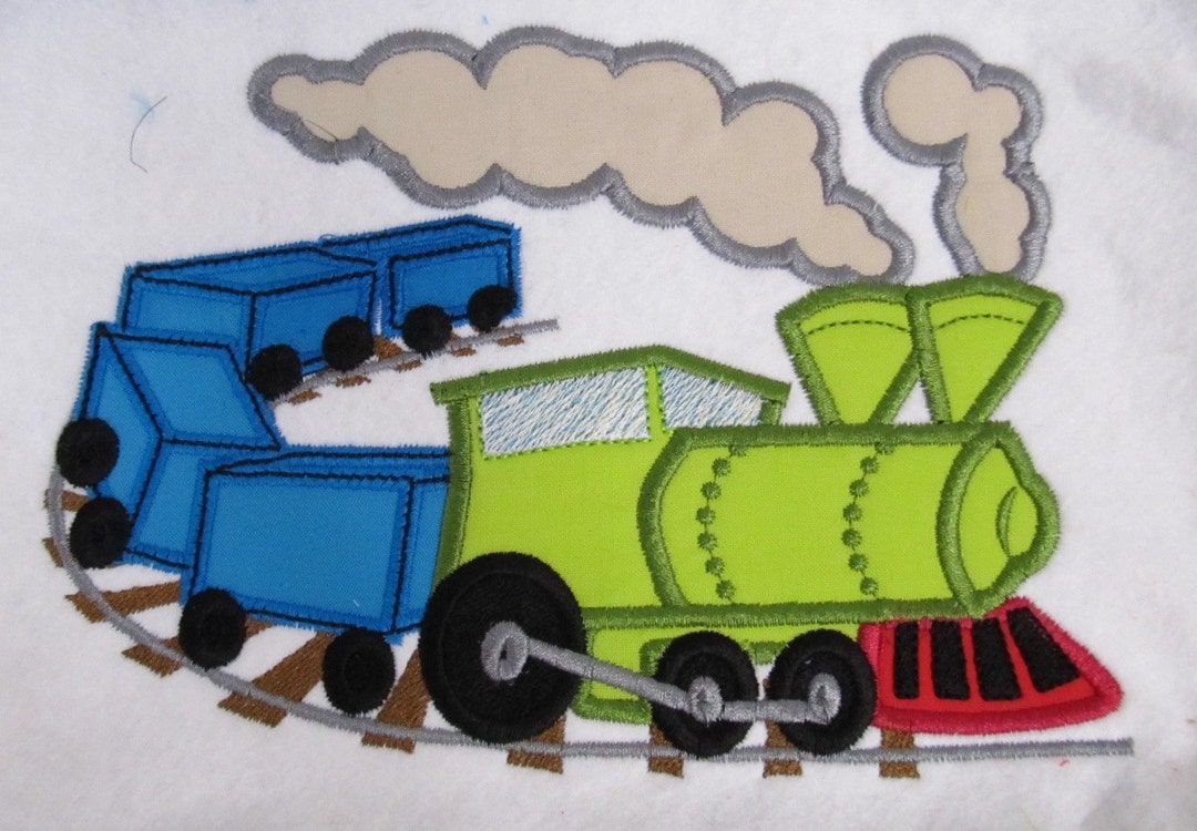 Birthday Steam Train Applique and Fill Stitch Embroidery Design ...