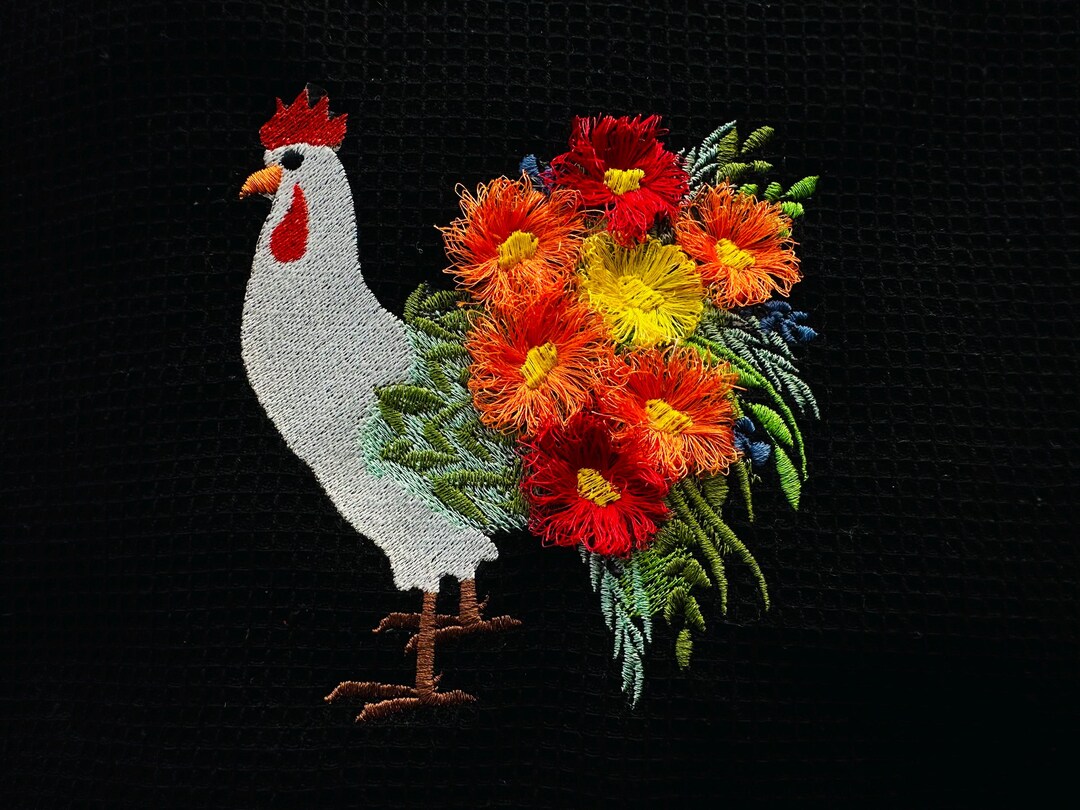 Awesome Floral Chicken Fringed Fluffy Chenille Flower Farm Bird Fringe ...