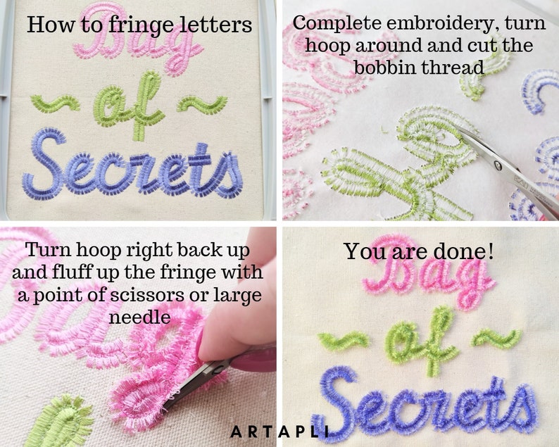 Fringed Handwriting Fluffy FONT Machine Embroidery Designs in Assorted ...