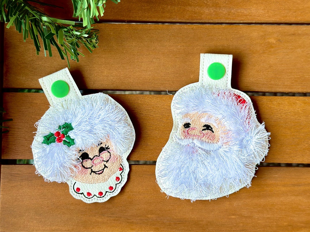 Mr and Mrs Claus ITH Key Fob Snap Tab Machine Embroidery Designs ...