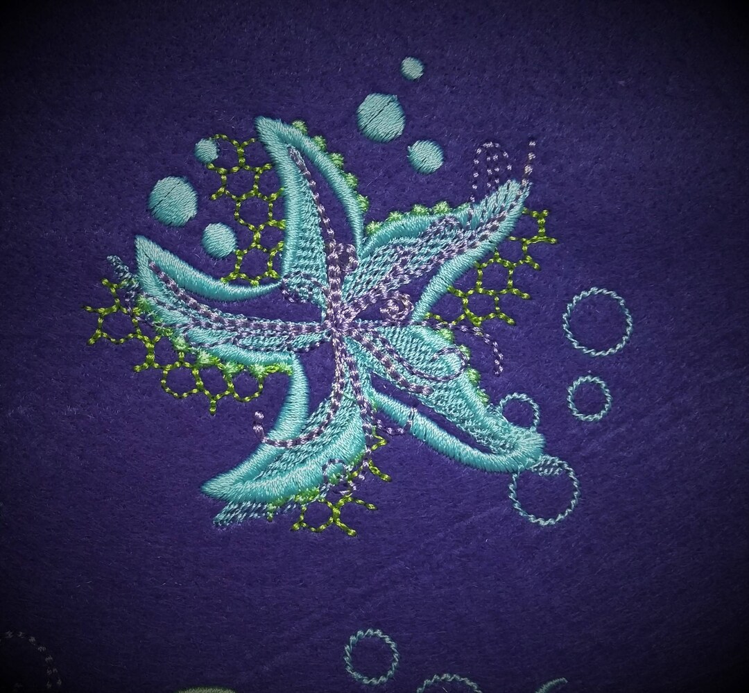 Awesome Curl and Stunning Sea-star Shadow Embroidery Designs Assorted ...