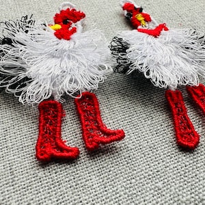 Fringe Chicken Chick Cute Fluffy Earrings Charm Necklace Pendant FSL ...