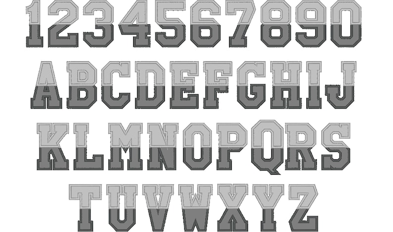 2 Colors ATHLETIC Block Font Split Divided Collegiate Varsity Split ...