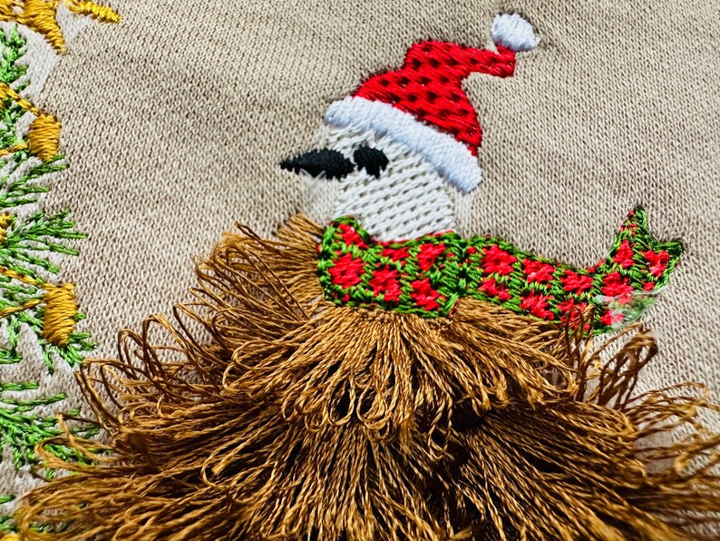 Funny Santa Chicken and Christmas Tree Fringed Fluffy Chenille Farm ...