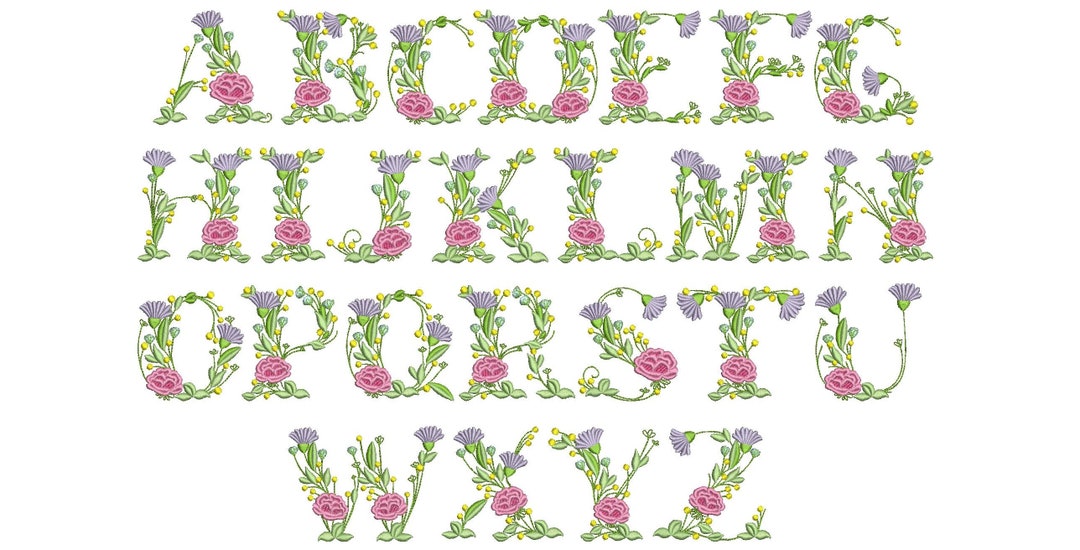 Floral Block Uppercase Capital Letters A-Z Whole Alphabet, Monogram ...
