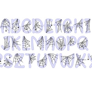 Spiderweb Font Embroidery Spider's Web Alphabet Halloween Cobweb Spooky ...