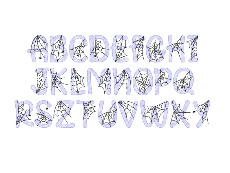 Spiderweb Font Embroidery Spider's Web Alphabet Halloween Cobweb Spooky ...