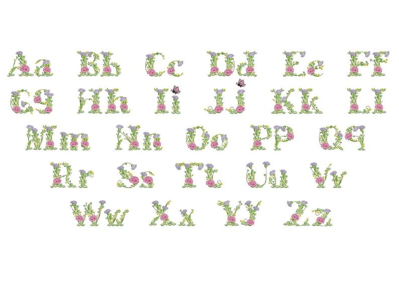 Meadow Flowers Font With Uppercase and Lower Case Letters - Etsy