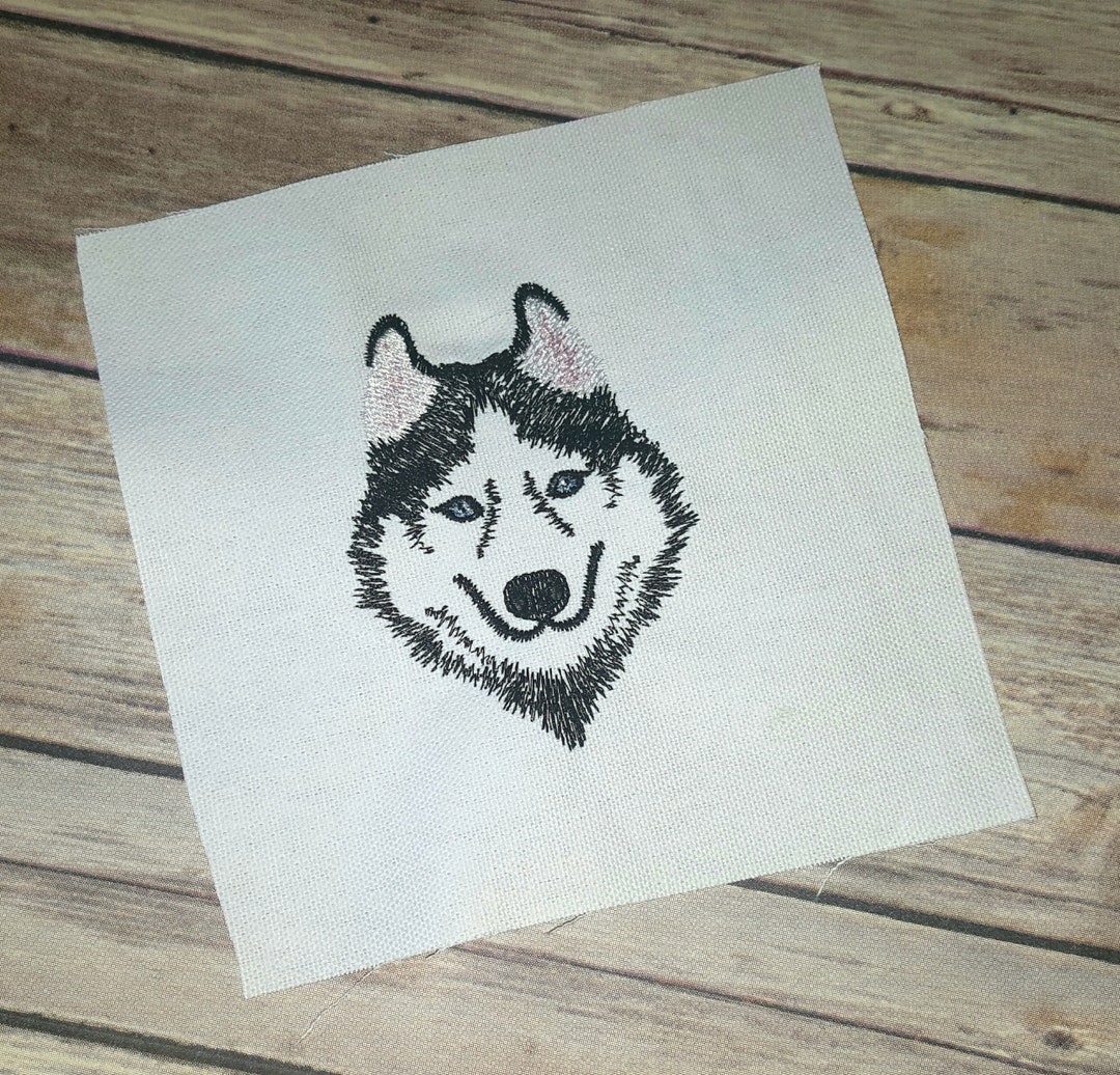 Husky Dog Pet Face Light Stitch Husky Head Machine Embroidery Designs ...
