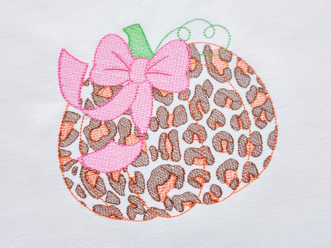 Light Stitch Outline Leopard Spots Quick Stitch Embroidery Fall Pumpkin ...