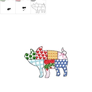 Patchwork Pig Piggy Piggie Farm Animal Patterned Pig Silhouette Outline ...