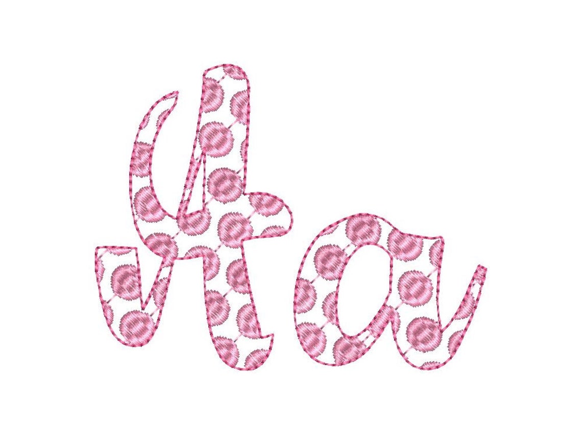 Polka Dot Font 2 Two Colors Script Cursive Alphabet Machine Embroidery ...