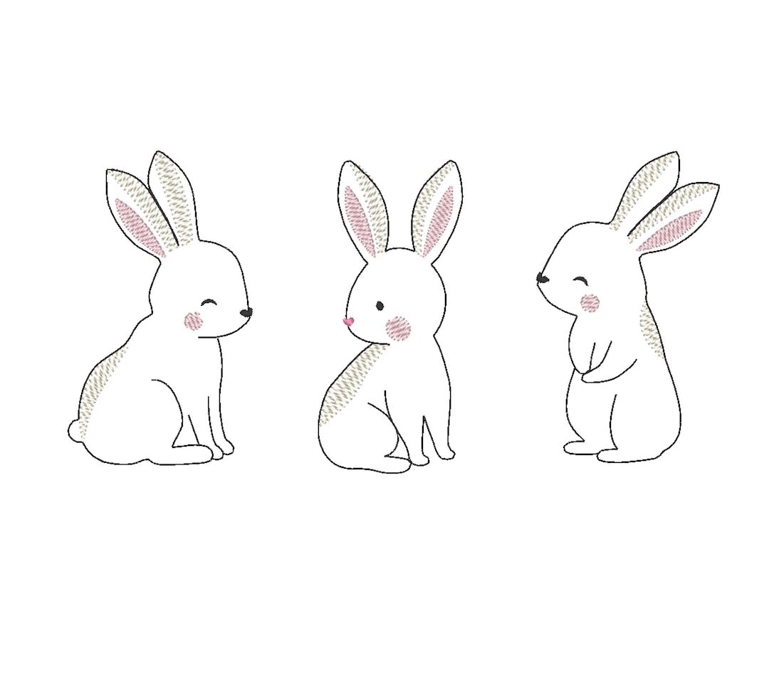 Easter Bunny Easter Triple Bunnies in a Row Sketch Stitch Silhouette ...