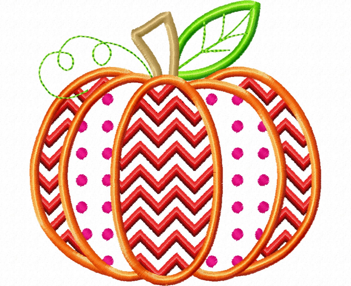 Pumpkin Patch Applique Design With Polka Dot and Ric-rac as | Etsy