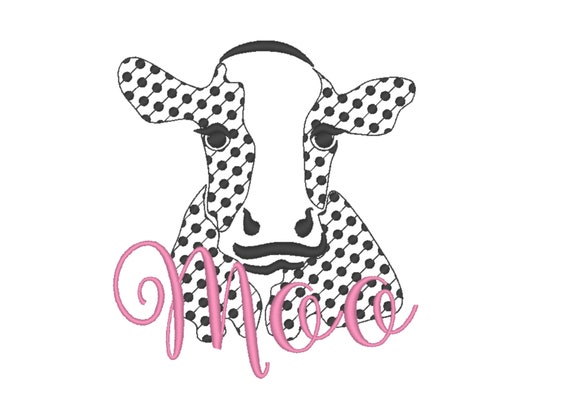 Polka dot cow face towel kitchen Silhouette Machine embroidery | Etsy