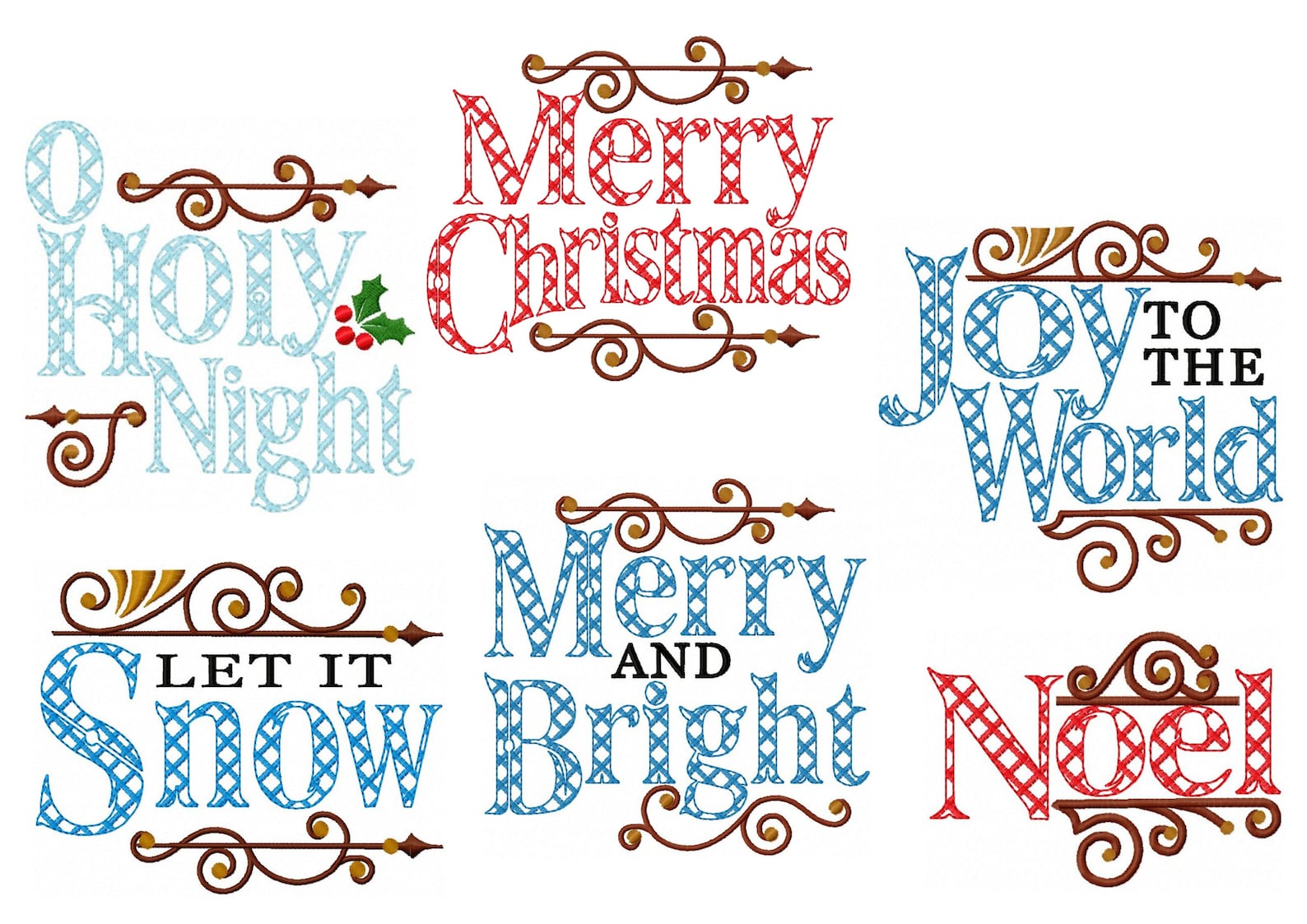 Merry Christmas Quote Saying SET of 6 Machine Embroidery - Etsy