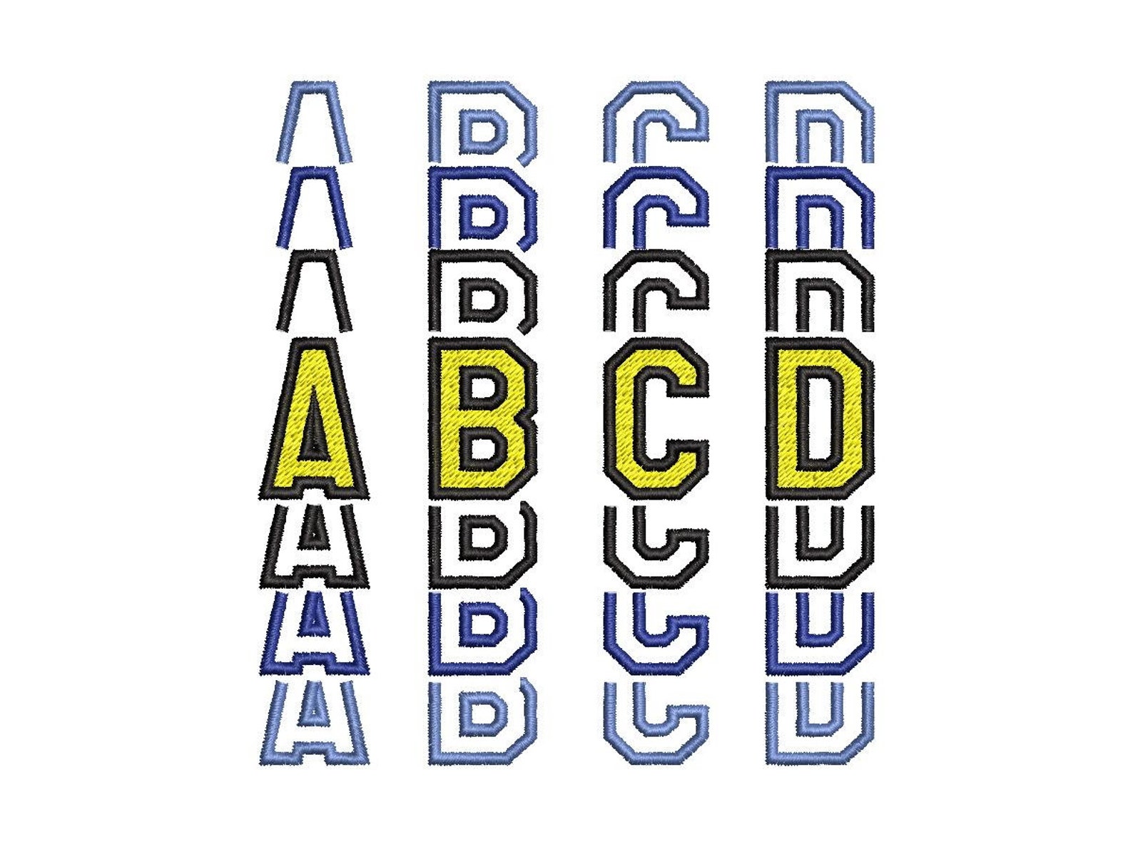 Stacked Block Font, Fill Stitch and Outline Alphabet Letters, Sport Boy ...