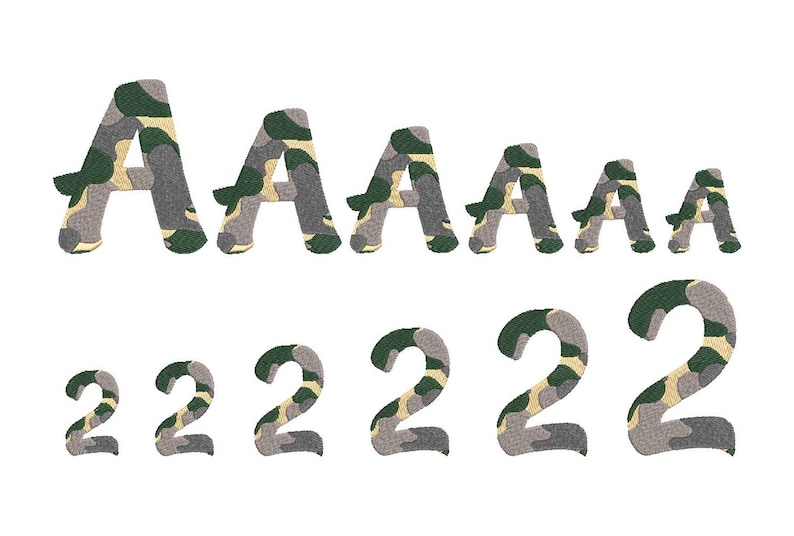 Camo Camouflage Font Alphabet Machine Embroidery Designs - Etsy