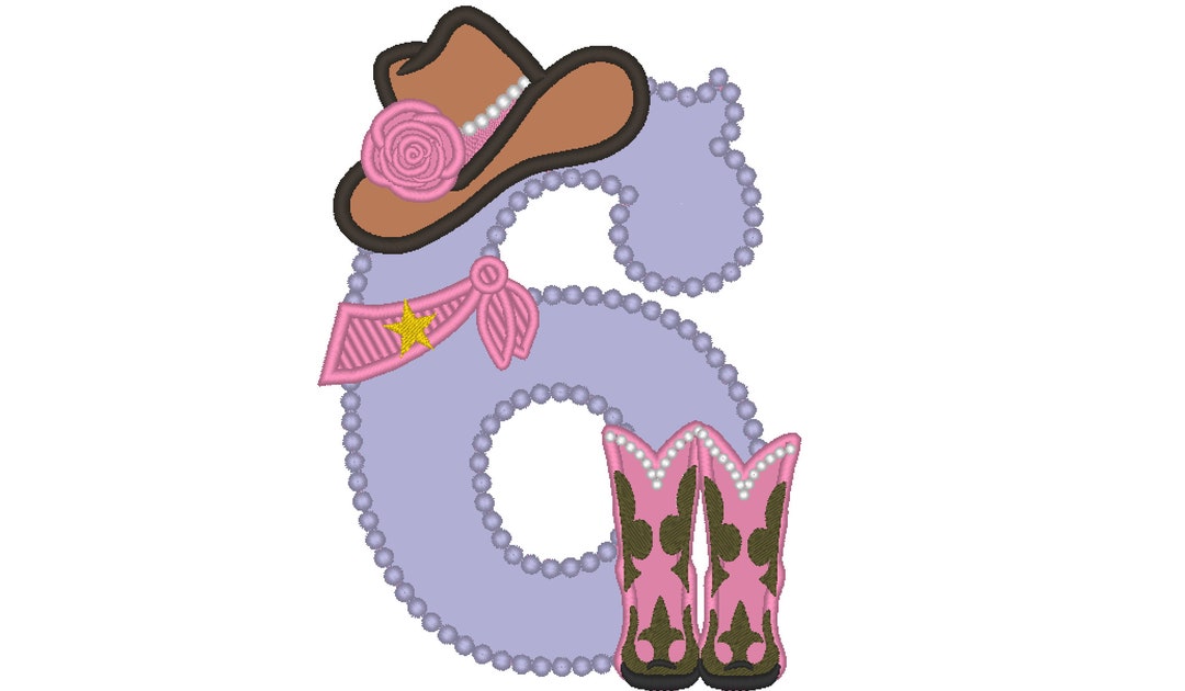 Lady Cowboy Cumpleaños número SEIS 6 un número diseños de apliques de ...