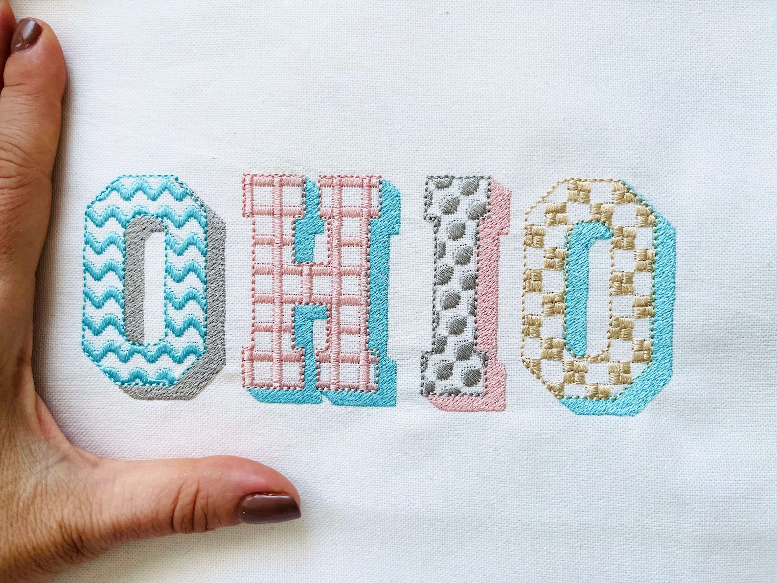 SET of 4 Patterned Fonts Dots Checks Waves and Cubes Alphabet Letters ...