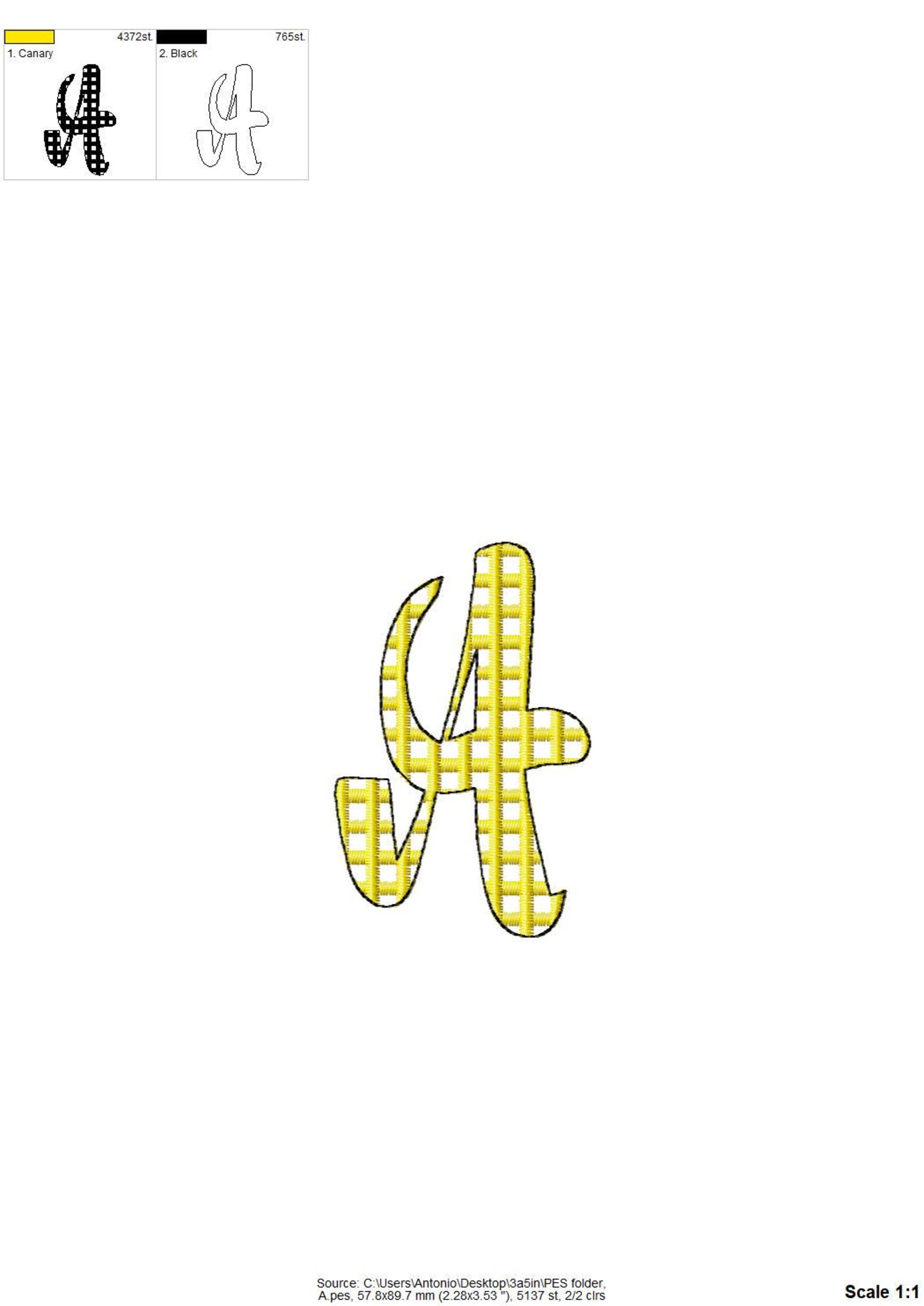 Checkered Plaid Font 2 Two Colors Script Cursive Alphabet Machine ...