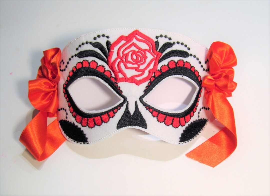 Calaca Embroidery Feltie Mask Skull Calavera Mask Embroidery Project ...
