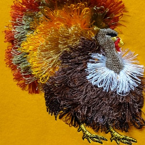 Fringed Fluffy Chenille Turkey Thanksgiving Thanks Fall Machine ...