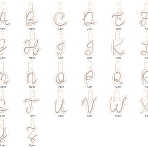 Rope Key Fob Snap Tab Monogram Script Initial Letters From A up to Z in ...