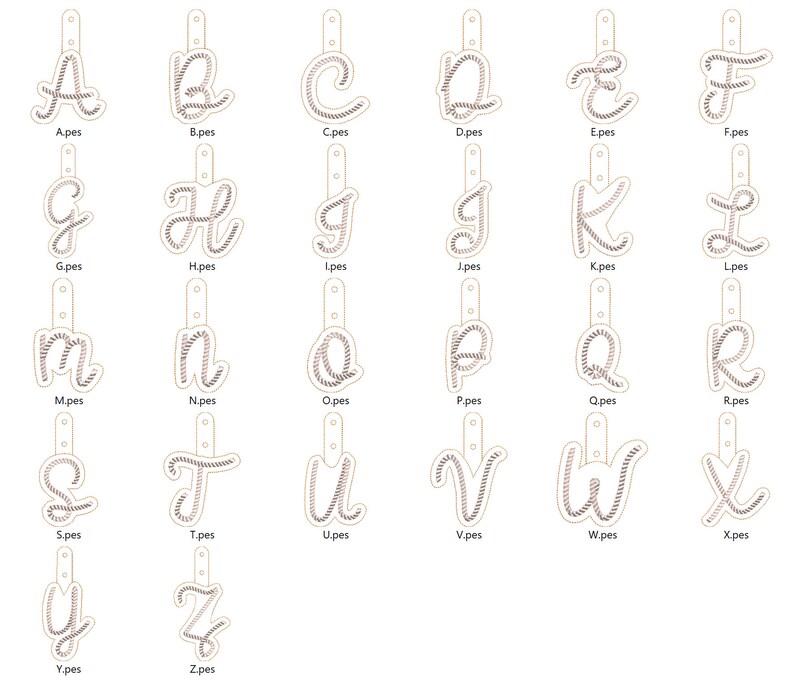Rope Key Fob Snap Tab Monogram Script Initial Letters From A - Etsy