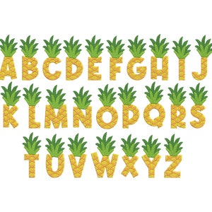 Patterned Pineapple Font Tutti Frutti Summer Pineapple Alphabet Letters ...