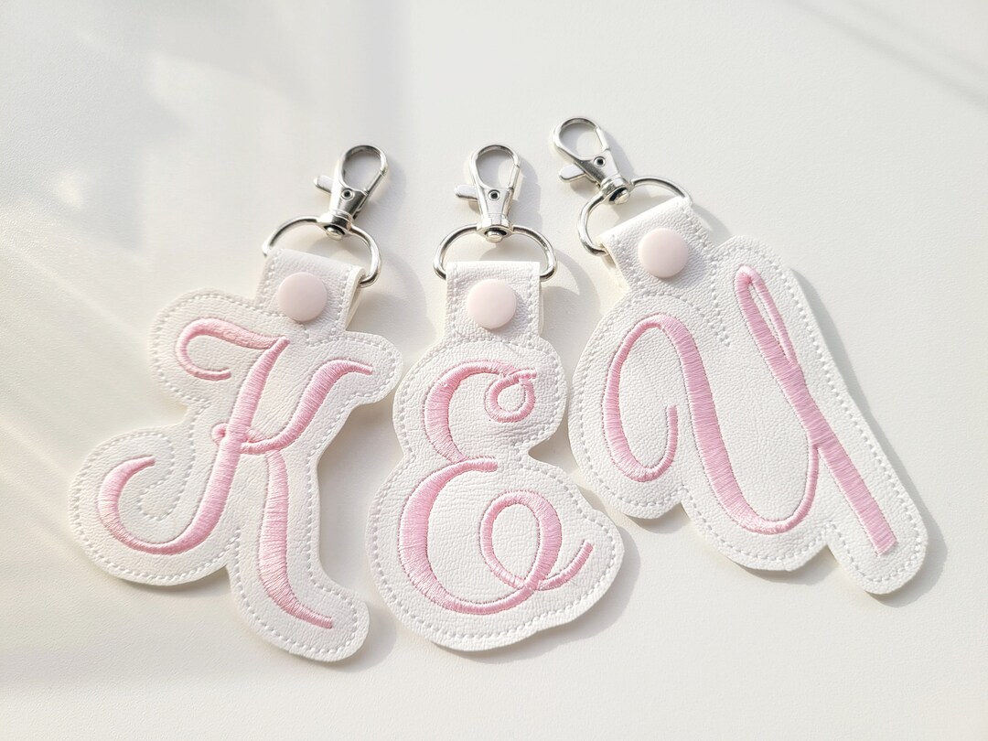 Key Fob Snap Tab Monogram Script Initial Letters From A up to Z in the ...