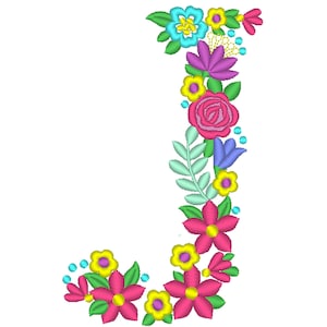 Floral Letter J Garden Flag Monogram Liberty Fashioned Flowers Flower ...
