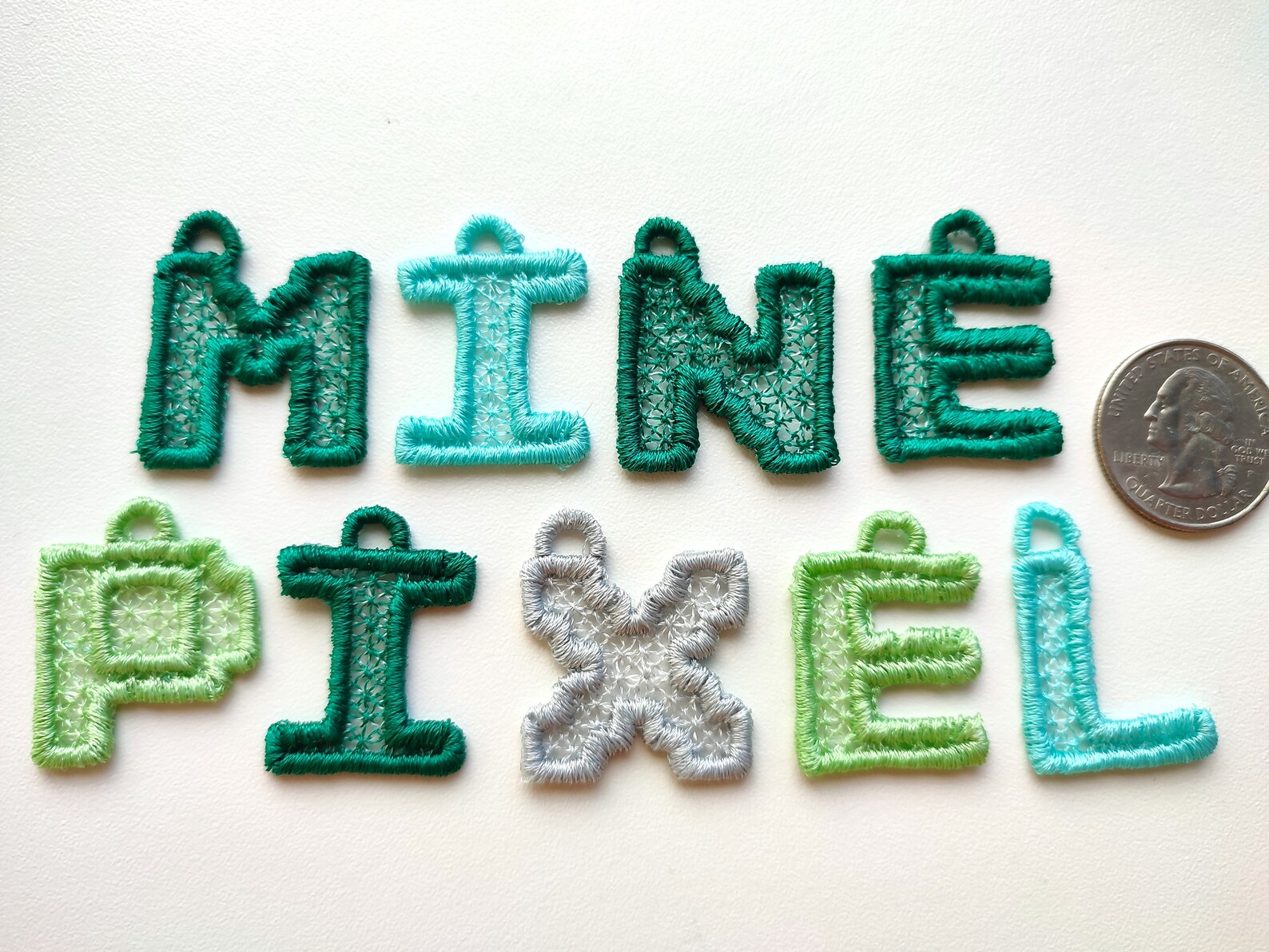 Miner Bricks Pixel Lace Font FSL Free Standing Lace Hanging Monogram ...