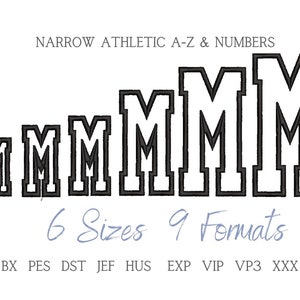 Thin Narrow FONT Athletic Sport High School Team Players Machine ...
