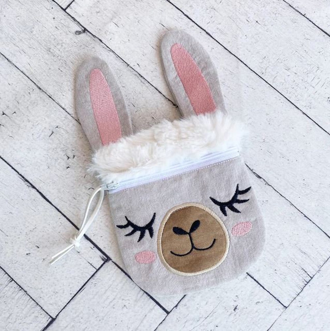 Llama Zipper Bag in the Hoop ITH Llama Head Lama Face Pouch ITH Bag Zip ...