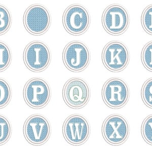 Beautiful Monogram Fringed Oval Shape Embossed Initial Letters A-Z ...
