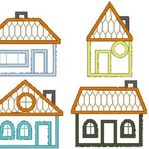 4 Different Houses Machine Embroidery Applique Designs for - Etsy