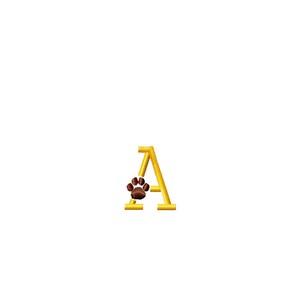 Satin Stitch Block Paw Print Font With Paw Machine Embroidery Designs ...