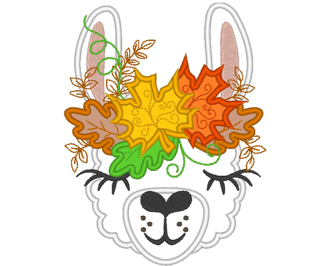Leaves Autumn Crown Thanksgiving Leaves Wreath Llama Alpaca Head With ...