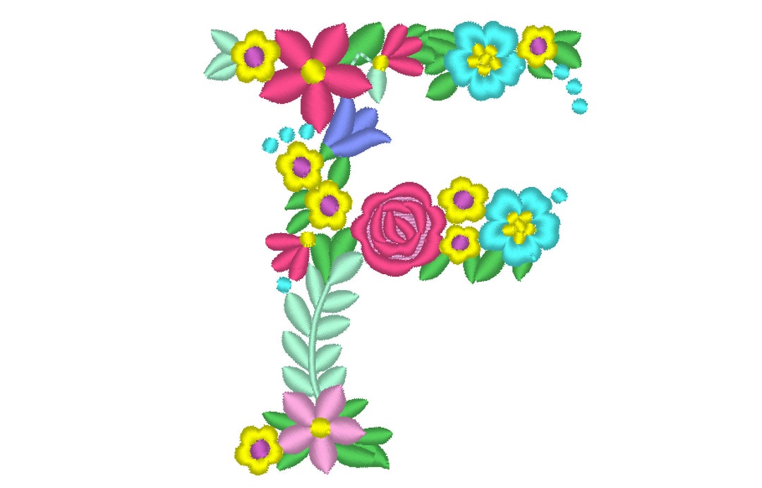 Floral Letter F Garden Flag Monogram Liberty Fashioned Flowers Flower ...