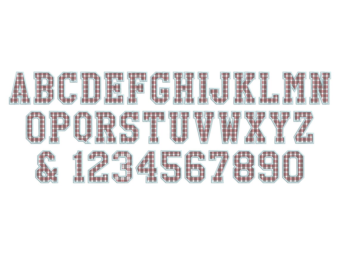 Gingham Block Font Applique Checkered Alphabet Letters Numbers - Etsy