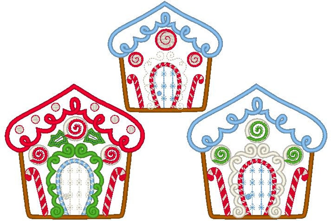 Christmas Ginger Houses 3 Types Machine Embroidery Applique - Etsy