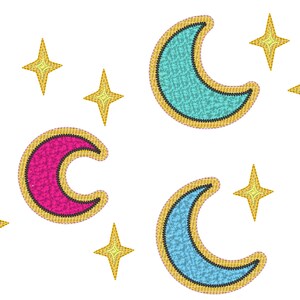 Crescent Moon Half Moon Faux Patch Chenille Stitches and Glitter HTV ...