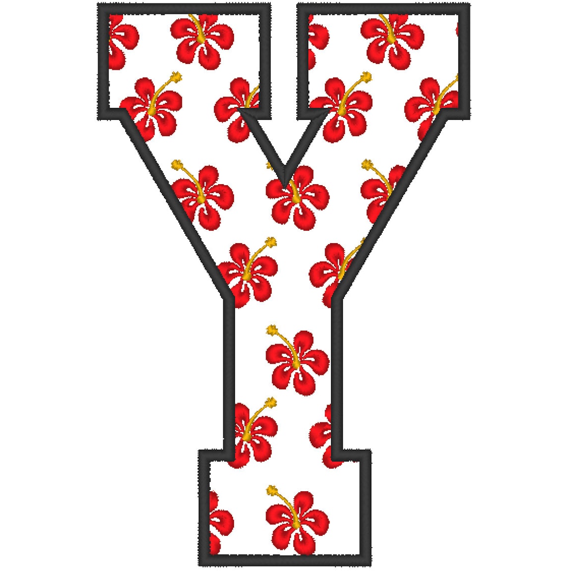 Hibiscus Flower Block Font Floral Alphabet Applique Machine - Etsy
