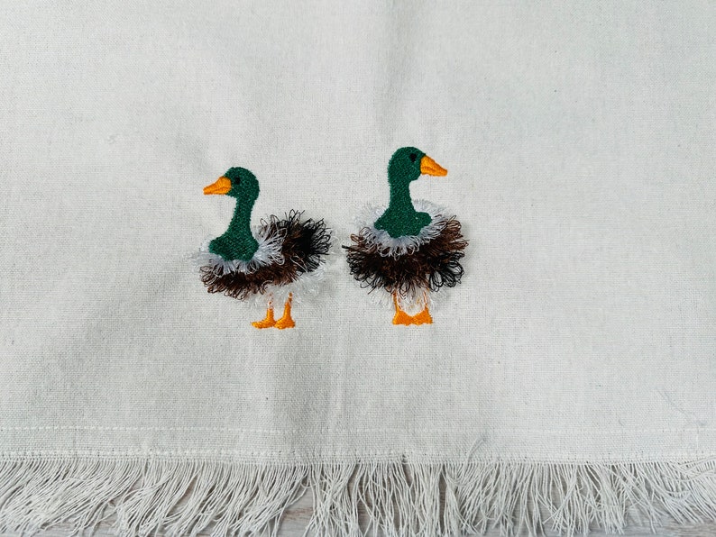 Fringed Fluffy Duck Farm Bird Animal SET of 2 Types Machine Embroidery ...