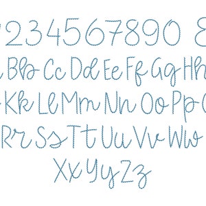 Hand Stitch Effect FONT Step Stitch Script Alphabet Letters and Numbers ...