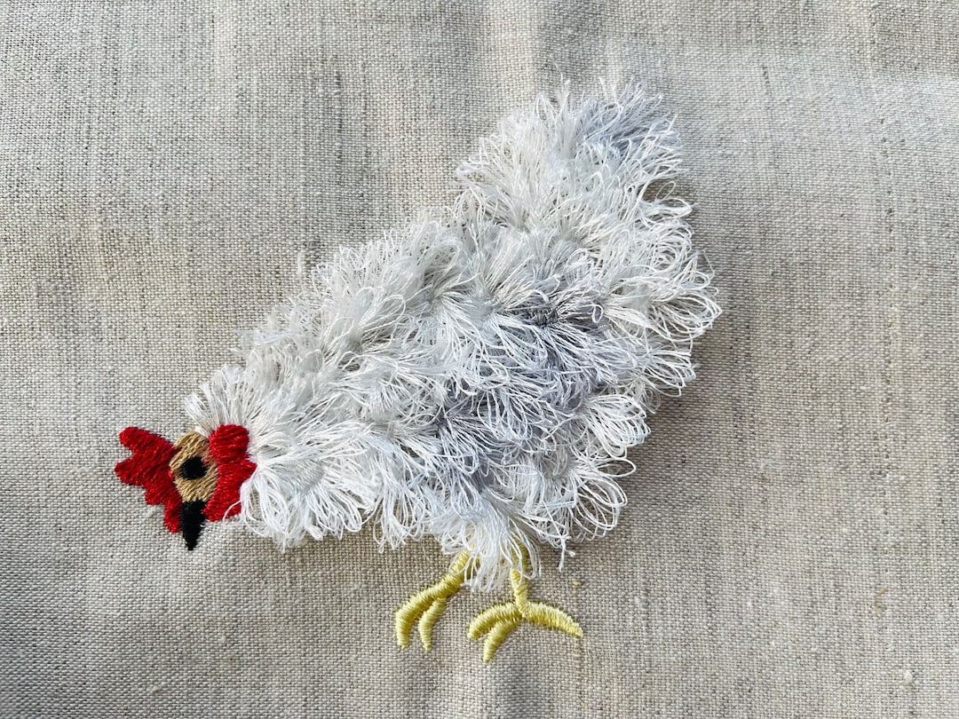 Chicken Fringed Fluffy Chenille Farm Bird Small Machine Embroidery ...