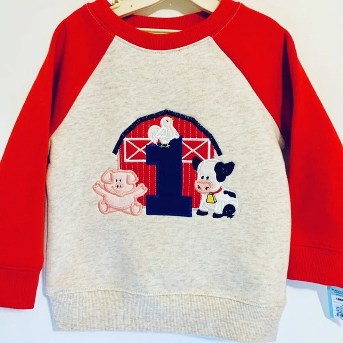 Farm Barn Animals Birthday Number ONE 1 With Barn Cow Pig - Etsy