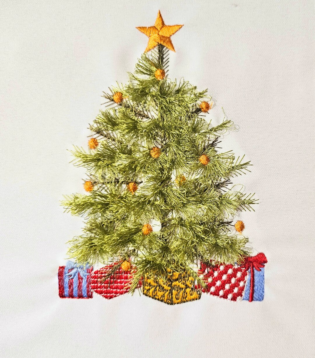 Fringed Fluffy Christmas Tree With Holiday Lights and Gifts - Etsy ...