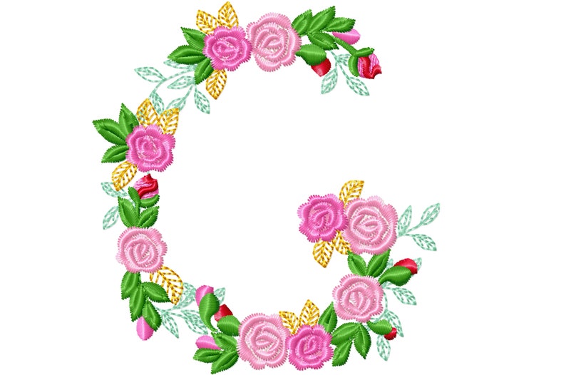 Delicate Roses Floral letter G garden flag monogram flowers | Etsy